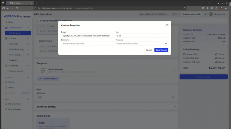 Run Jupyter Notebook on GPU Container with a Few Clicks - FPT Smart Cloud