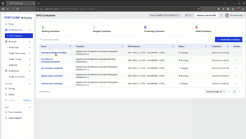 Run Jupyter Notebook on GPU Container with a Few Clicks - FPT Smart Cloud