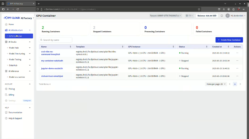 Run Jupyter Notebook on GPU Container with a Few Clicks - FPT Smart Cloud